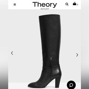 Theory | Shoes | Theory Knee High Heeled Black Leather Boots 39 New ...